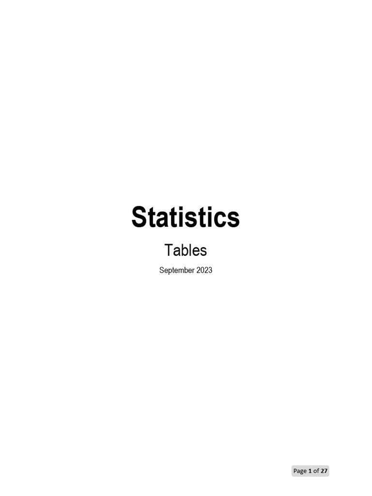 Statistics Tables | PDF