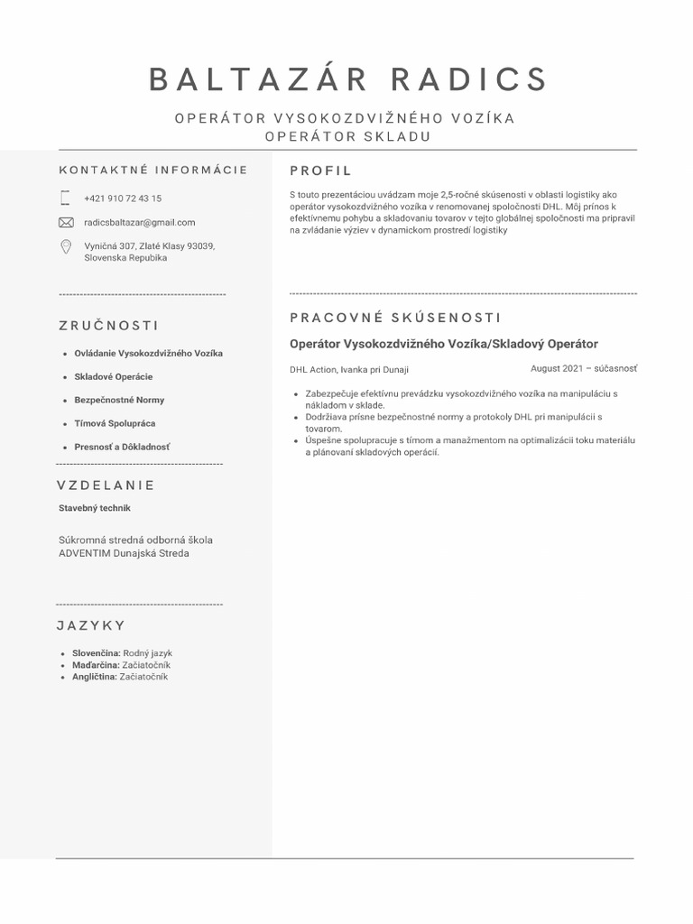 Minimalist White and Grey Professional Resume | PDF