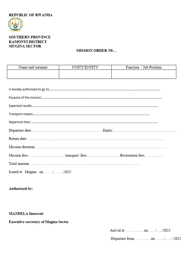 Mission Order | PDF Mission Order | PDF