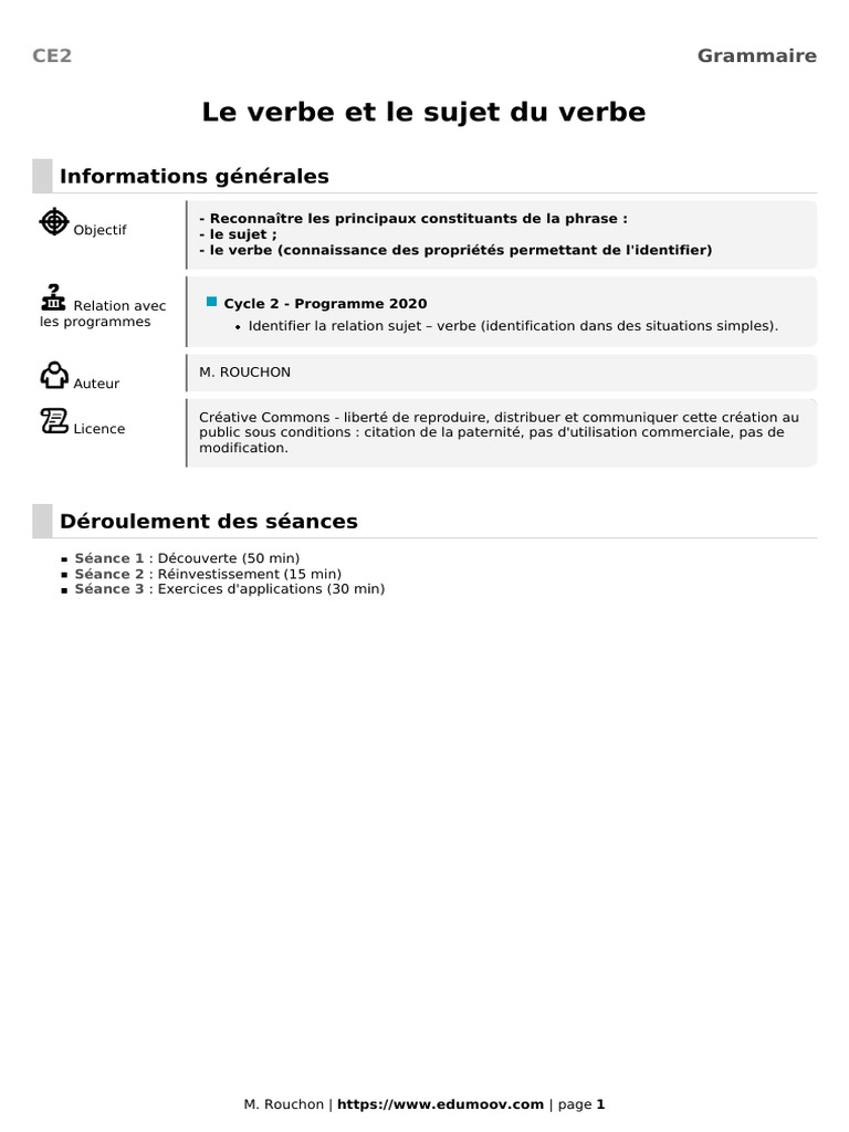 Sujet et verbe : exercices CE2 | PDF | Sujet (Grammaire) | Phrase