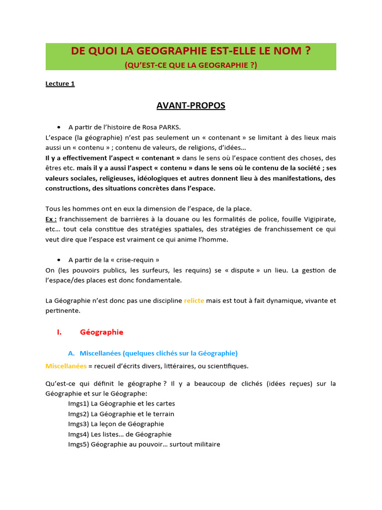 L1 - La Geographie Pour Lire Le Monde | PDF