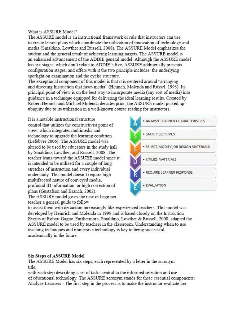 Understanding the ASSURE Model Steps | PDF | Career & Growth