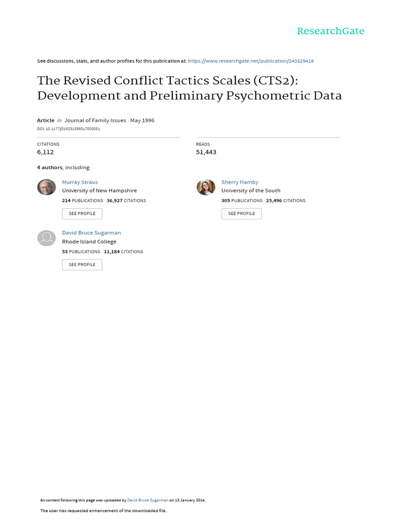The Revised Conflict Tactics Scales CTS2 Developme | PDF | Software ...