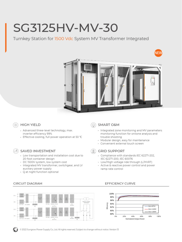 DS 20220421 SG3125HV-MV-30 Datasheet V13 EN | PDF | Power Inverter ...