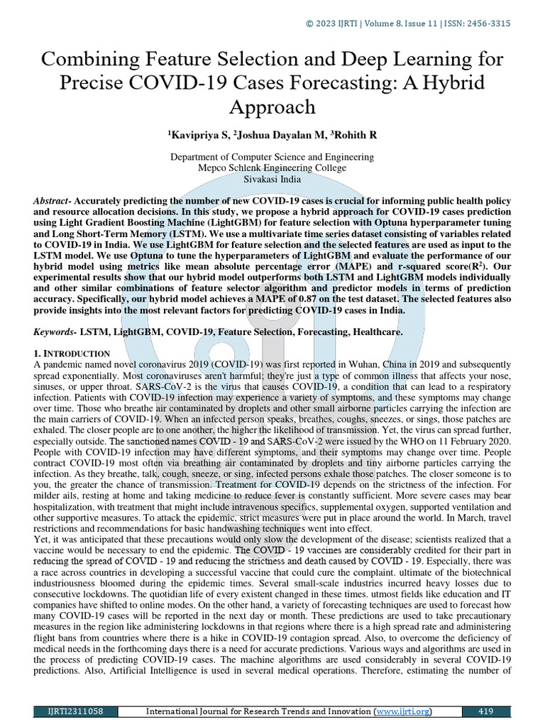 Combining Feature Selection and Deep Learning For Precise COVID-19 Cases Forecasting A Hybrid ...