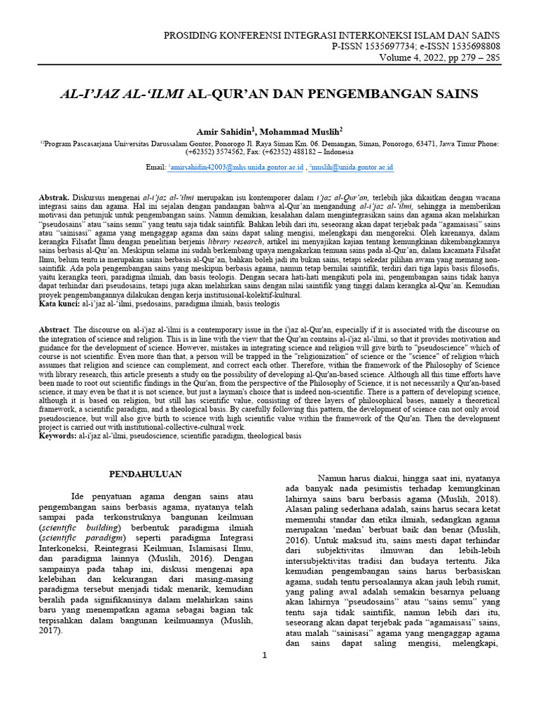 Al Ijaz Al Ilmi Al Quran Dan Pengembangan Sains 279 285 | PDF