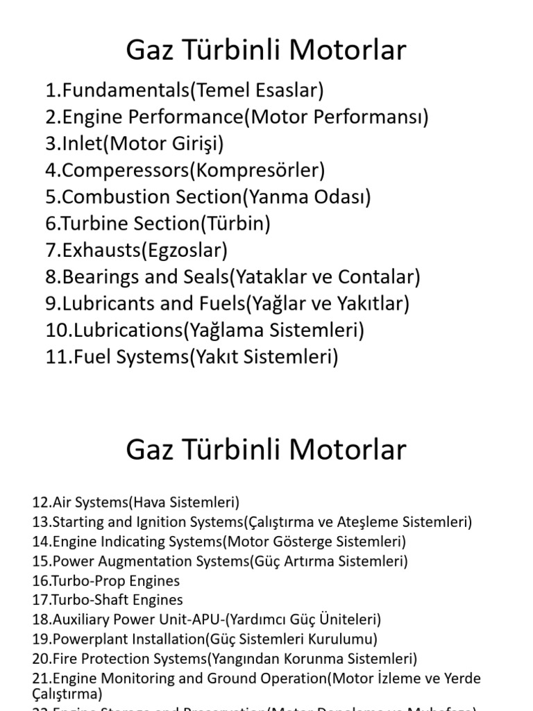 Gaz Türbin Motorlar I Ders Notu - Düzenledi | PDF