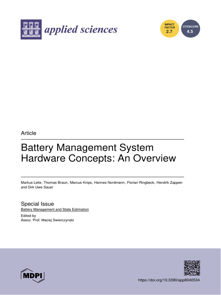 Battery Management System Hardware Concepts An Overview | PDF