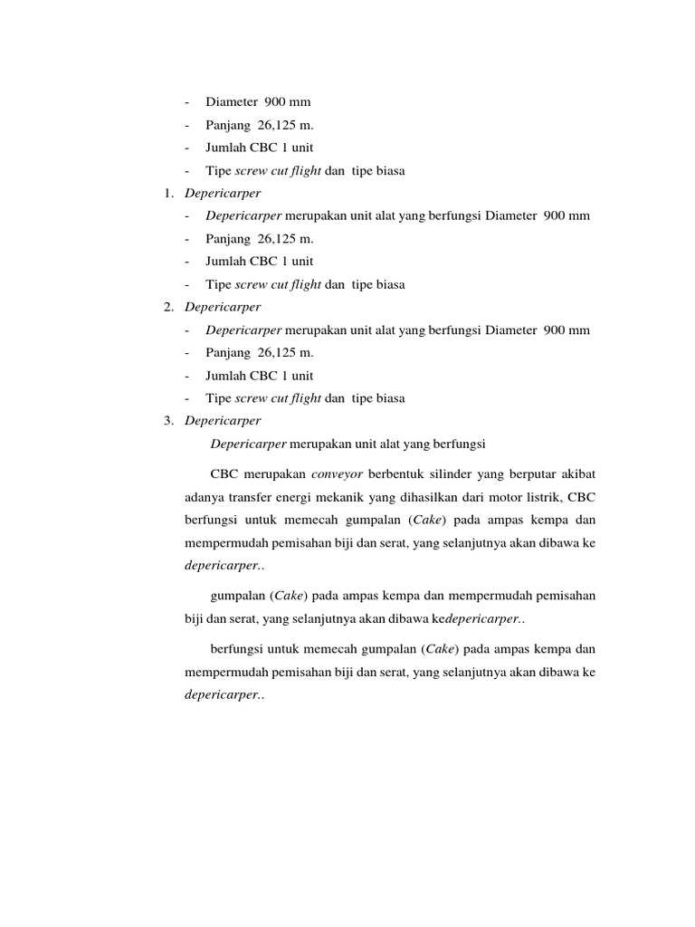 Depericarper Merupakan Unit Alat Yang Berfungsi Diameter 900 MM | PDF