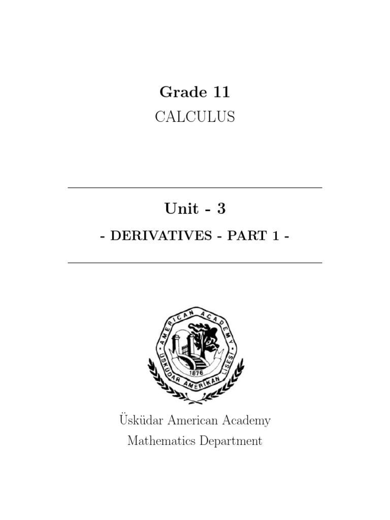 Unit 3 - Derivatives Part 1 | PDF | Teaching Methods & Materials