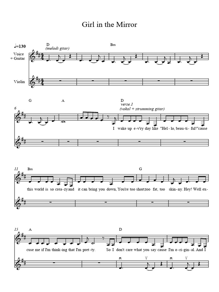 Girl in the Mirror (Vocal, Guitar, Violin) | PDF