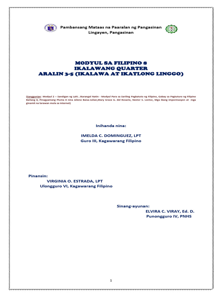 Aralin 3 5 Filipino 8 2ND Quarter | PDF