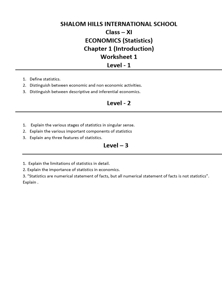 Stats - Chapter 1 - Worksheet | PDF