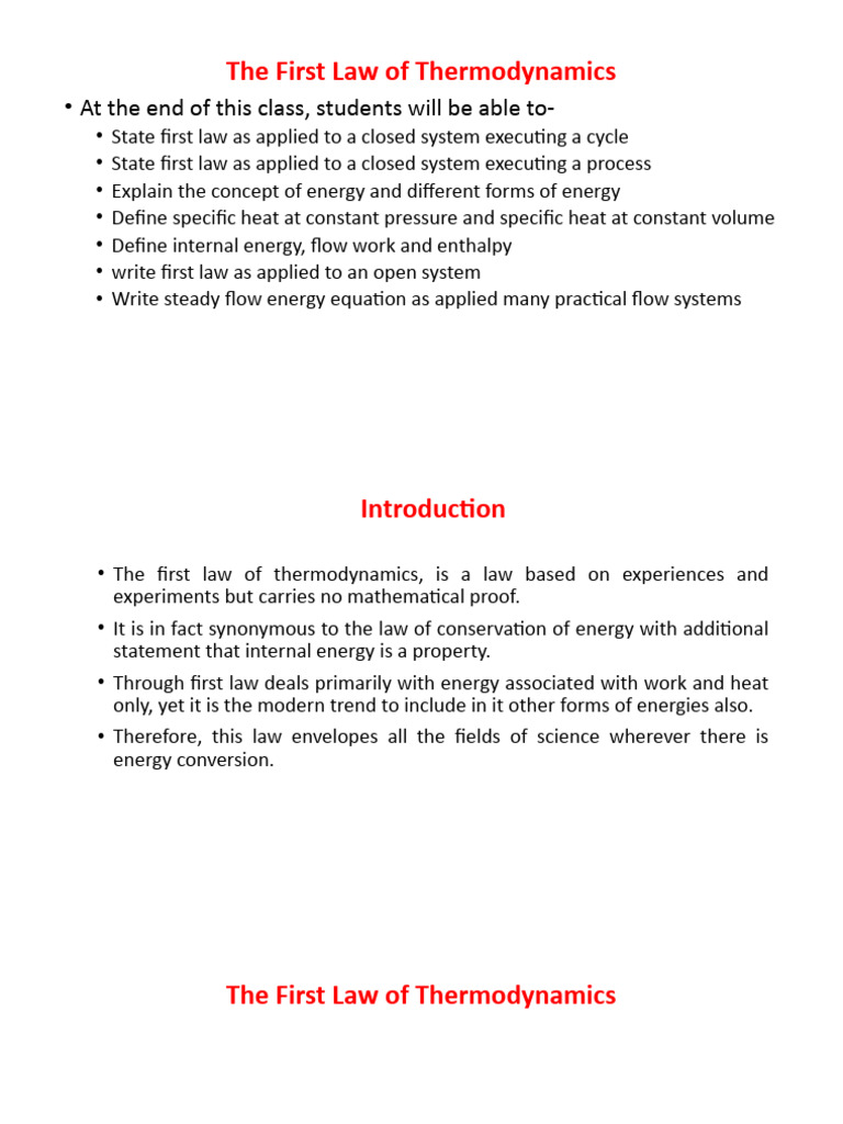 The First Law of Thermodynamics-2 | PDF | Enthalpy | Heat