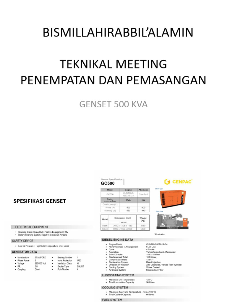 Technical Meeting Genset Tahap 1 Pdf