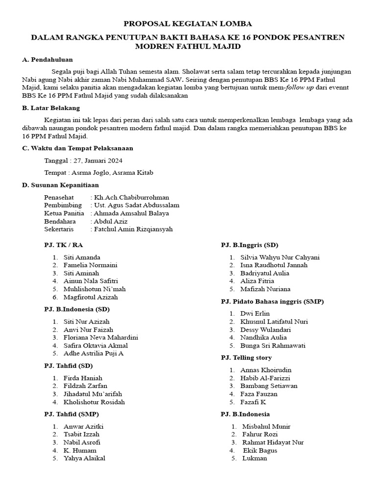 Proposal Kegiatan Lomba | PDF