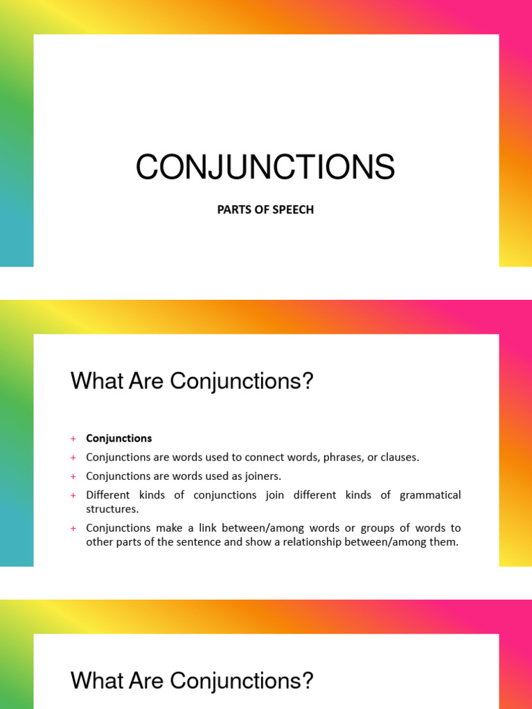 CONJUNCTIONS PDF 10032023 093028pm | PDF | Syntactic Relationships | Linguistics