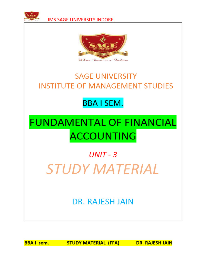 UNIT 3 - FFA Study Material-DRJ | PDF