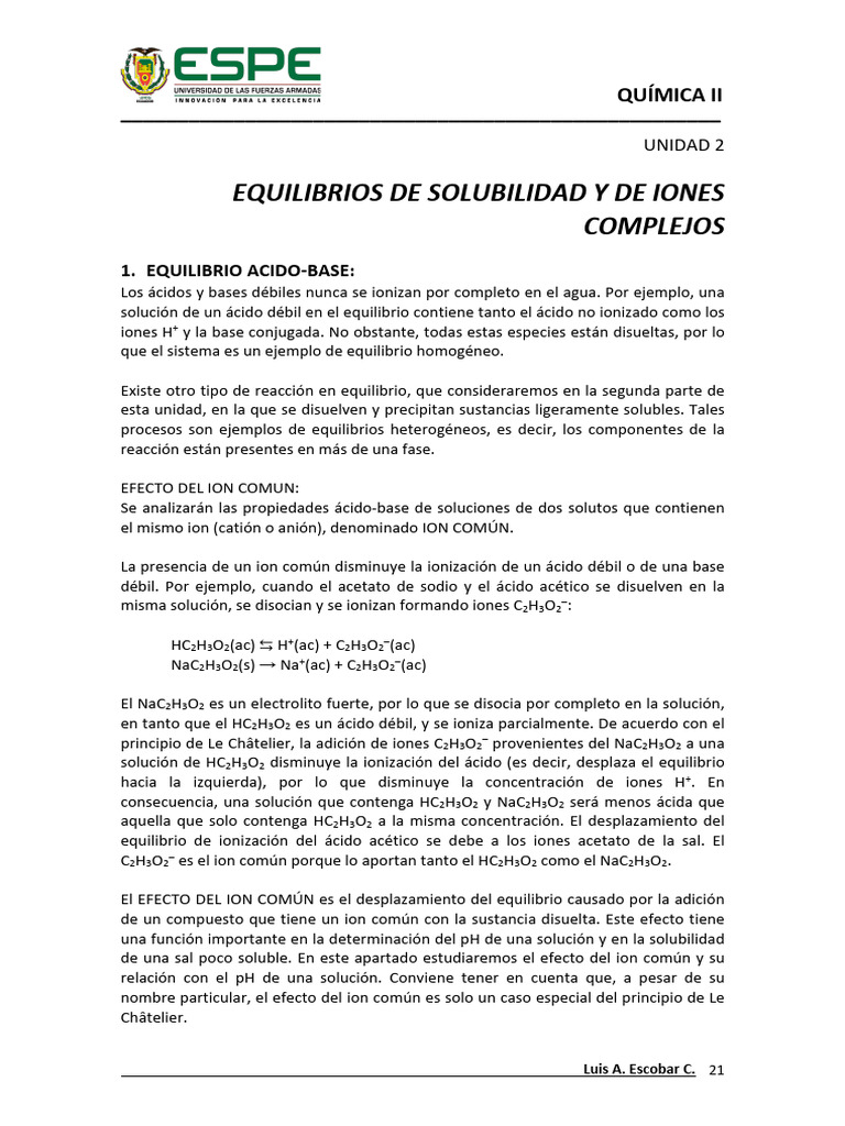2 Equilibrios de Solubilidad y Equilibrio de Complejos | PDF