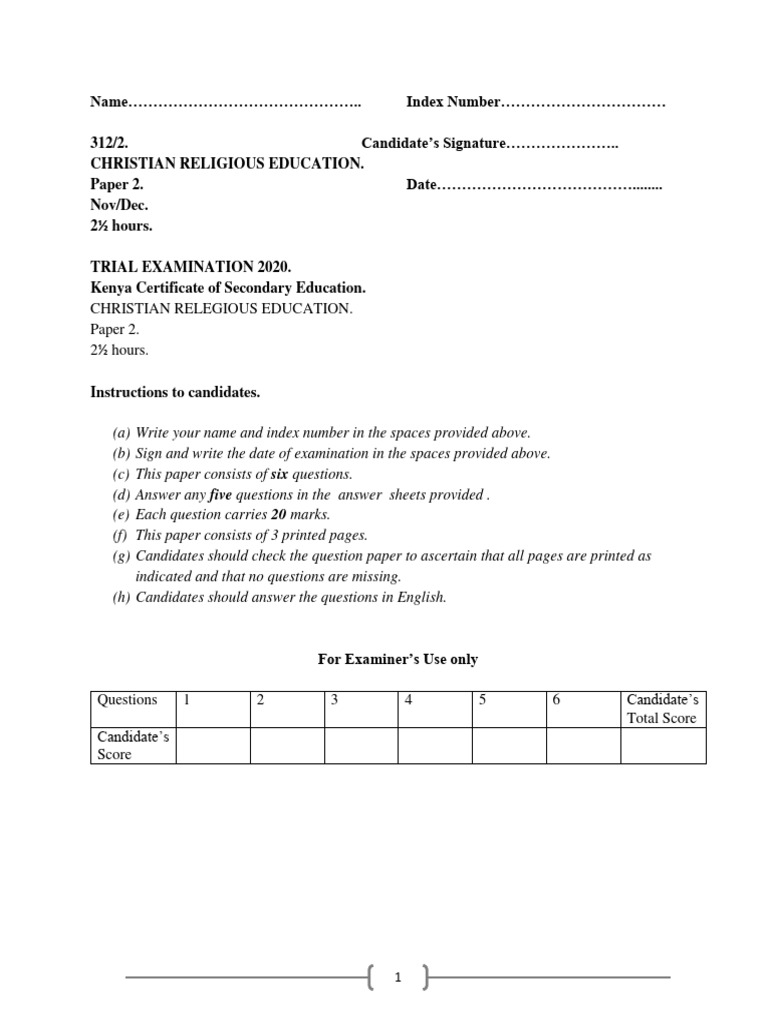 2021 Kapsabet Cre P 2 Teacher - Co .Ke | PDF | Jesus | Apocalypticists