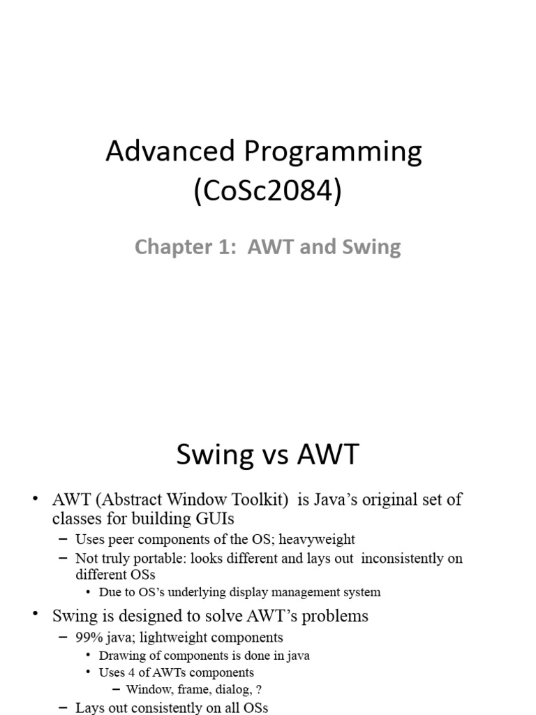 CH 1 AWT and SWING | PDF | Computing | Computing Platforms