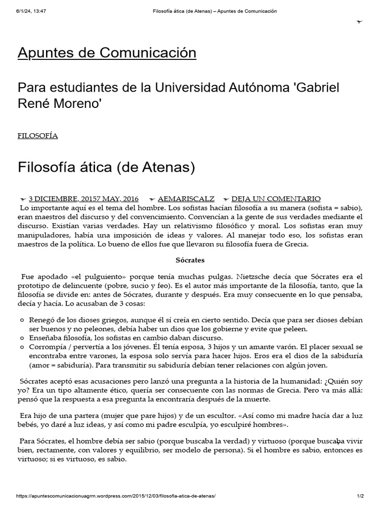Filosofía Ática: Sócrates, Platón y Aristóteles | PDF | Sócrates | Platón