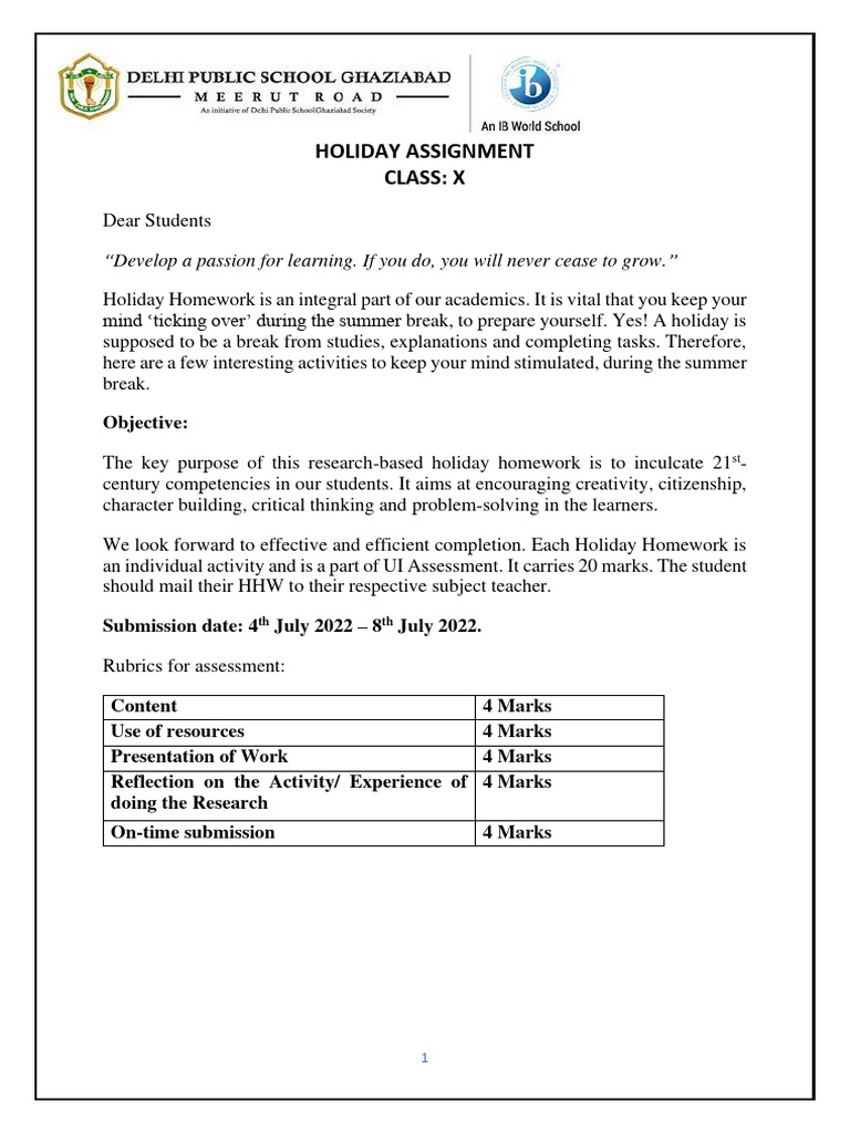 Class 10 HHW 2022-23 | PDF