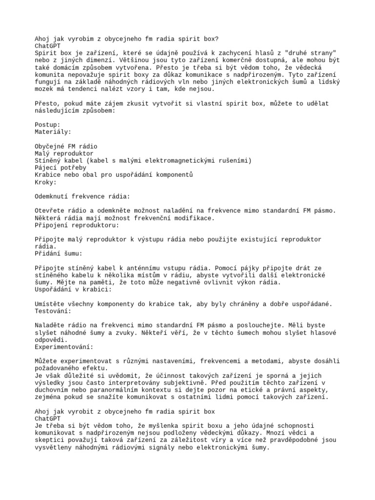 Spirit Box Navod GPI | PDF