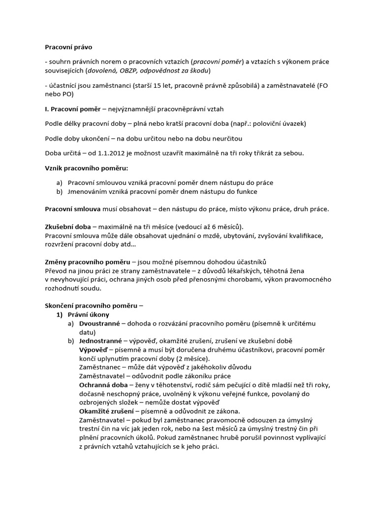 Pracovní Právo | PDF