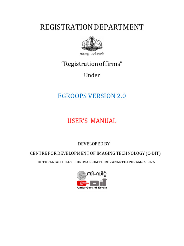 REGISTRATION DEPARTMENT Users Manual Firm | PDF | User (Computing) | Partnership