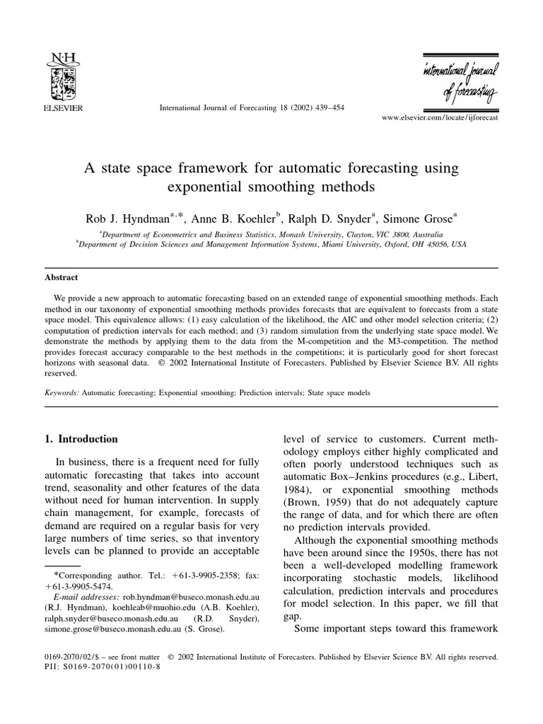 A State Space Framework For Automatic Fo | PDF