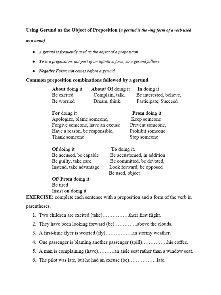 Gerund As A Preposition Form | PDF