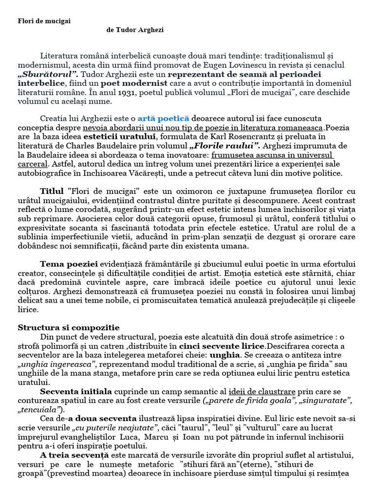 Flori de Mucigai - Arghezi | PDF