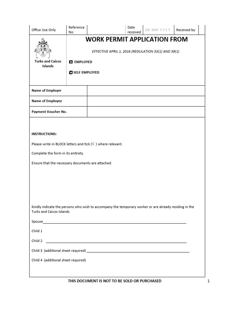 Work Permit Application Form | PDF | Employment | Passport