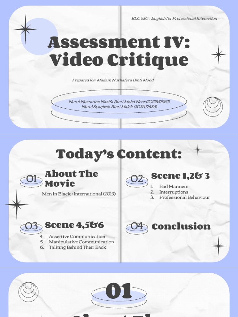 Video Critique (Assessment 4) | PDF