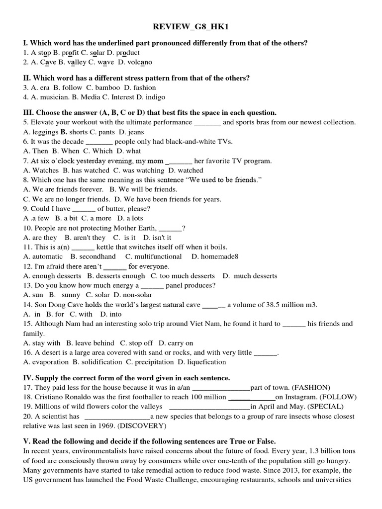 g8 Review hk1 No.3 | PDF | Social Science