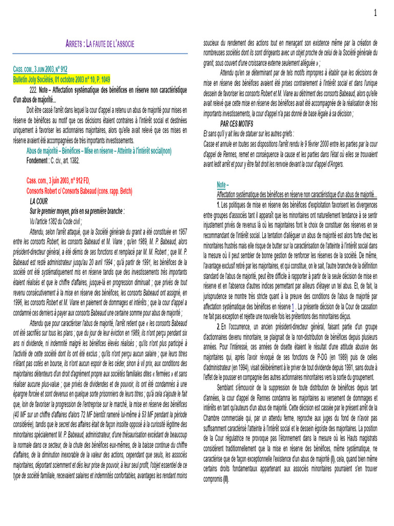 Affectation Des Bénéfices en Réserve | PDF