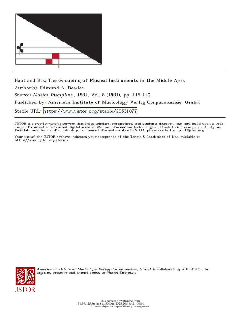 Haut and Bas: The Grouping of Musical Instruments in The Middle Ages ...