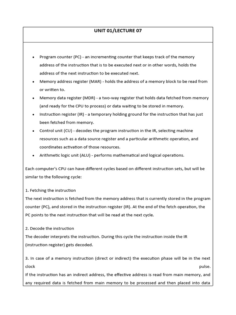 Lecture 7 | PDF | Central Processing Unit | Computer Program