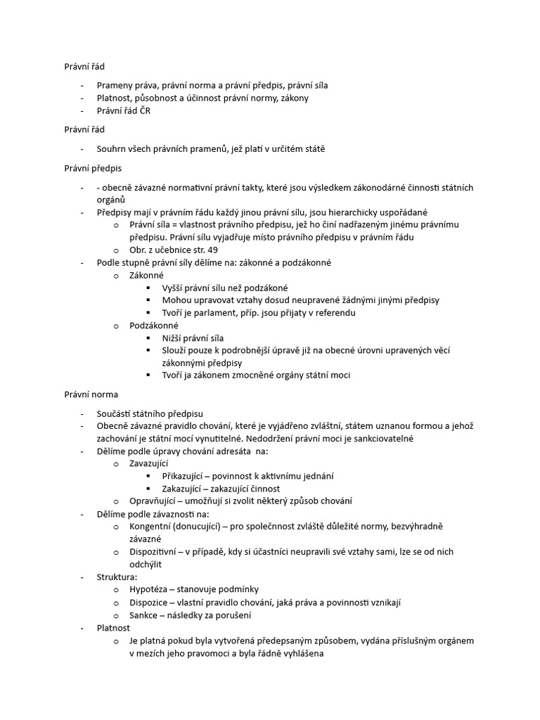Právní Řád - Poznámky | PDF