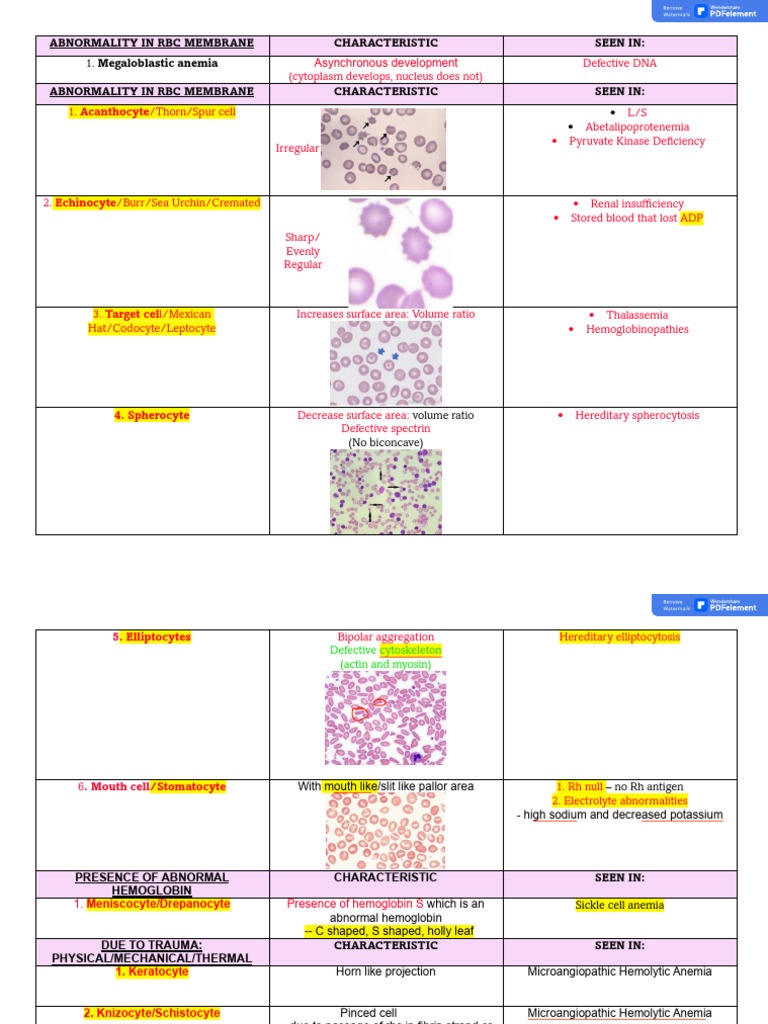 RBC Abnormalities | PDF