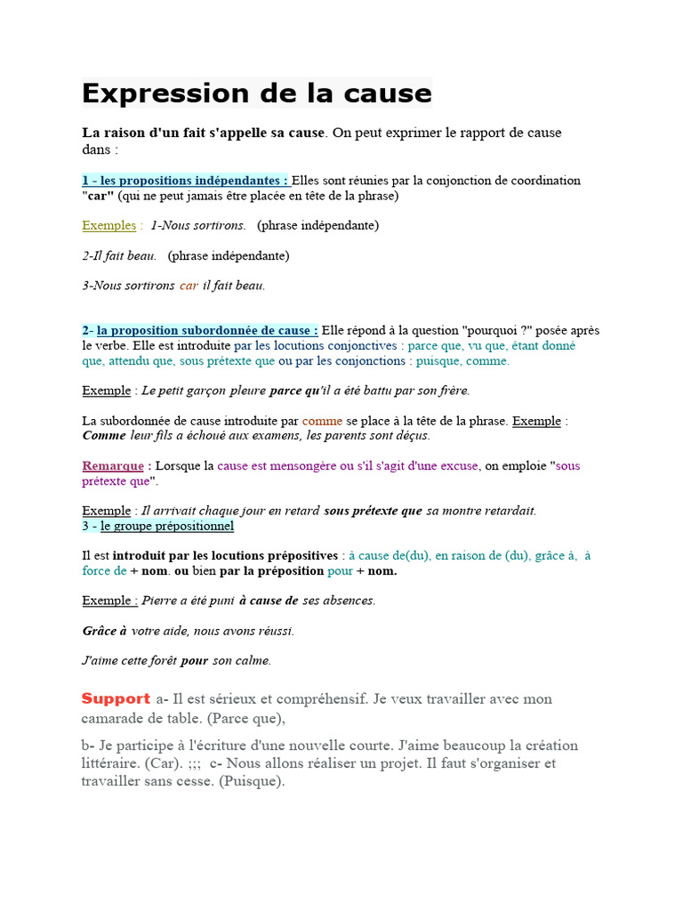 Expression et types de cause | PDF
