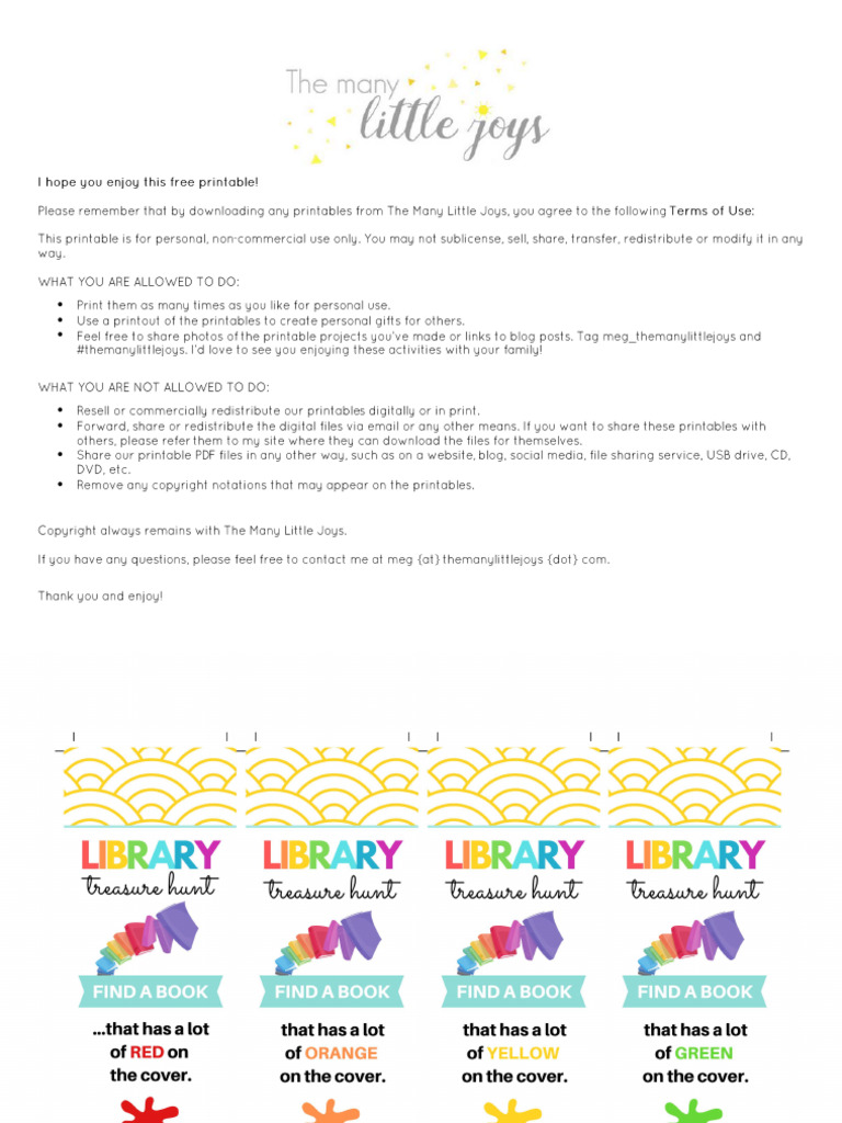 Library Scavenger Hunt Bookmarks Free Printable | PDF