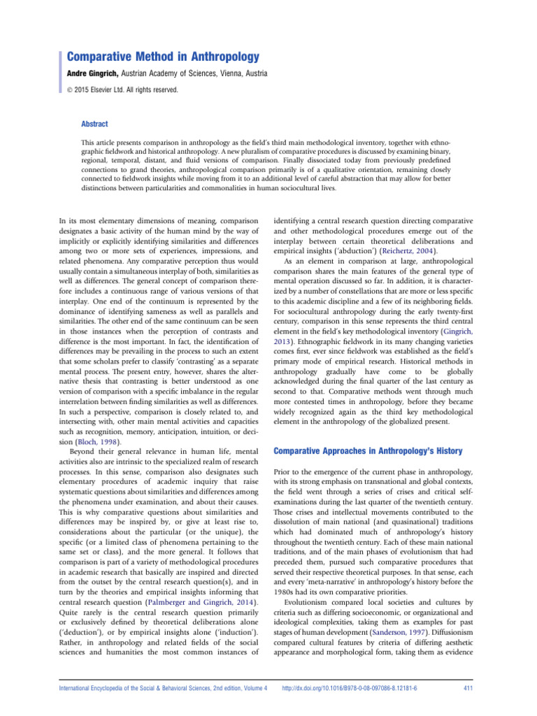 Comparative Methods Anthro | PDF