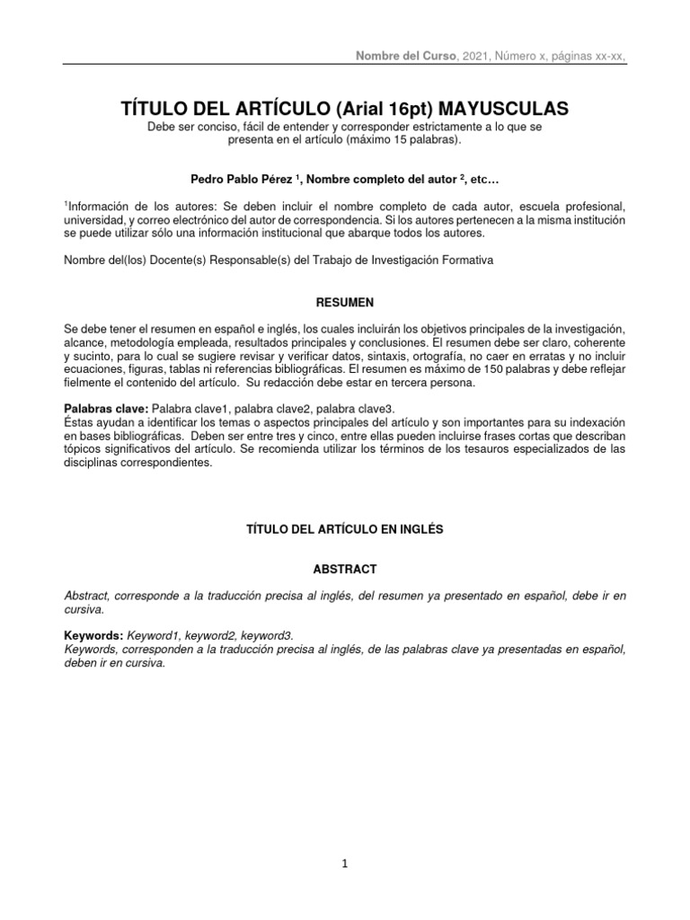Formato - Articulo - Presentación TIF-2023 | PDF