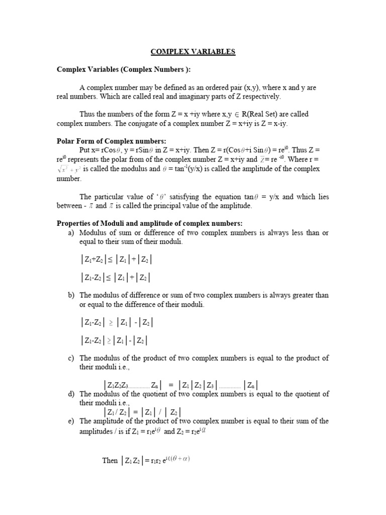 Complex Variables New | PDF