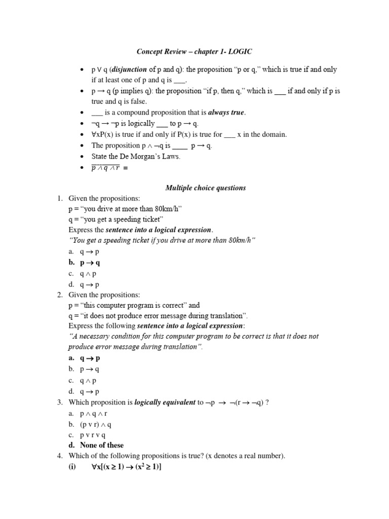 Concept Review - Chapter 1-10 | PDF