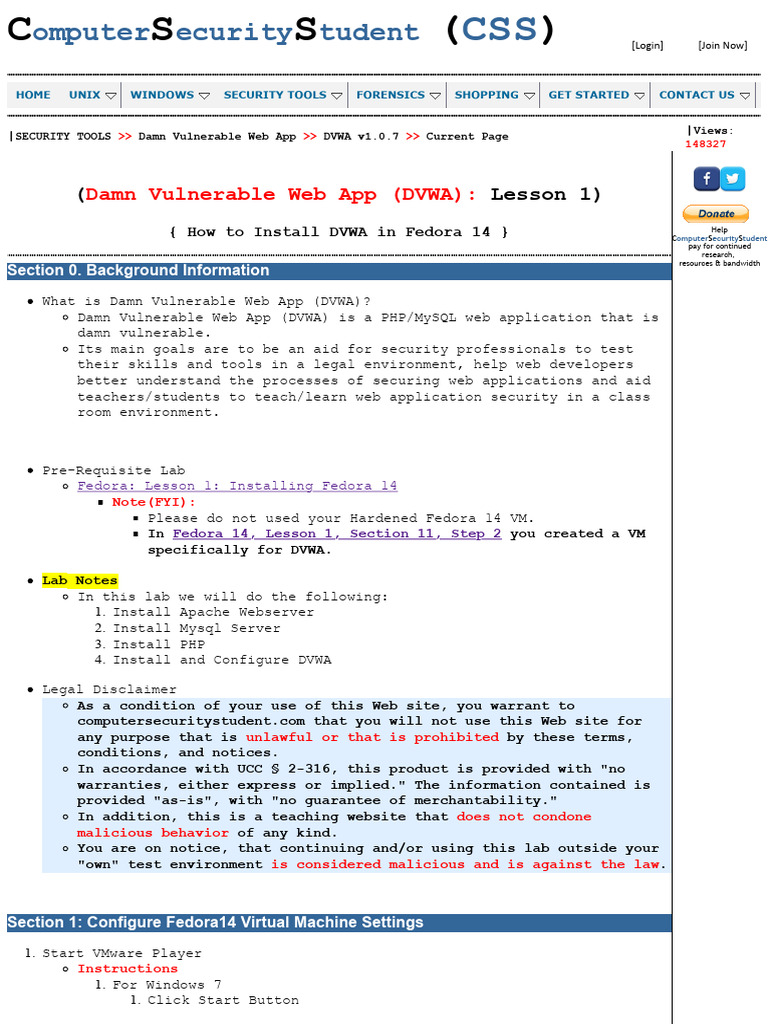 Damn Vulnerable Web App (DVWA) Lesson 1 How To Install DVWA in Fedora ... Damn Vulnerable Web App (DVWA) Lesson 1 How To Install DVWA in Fedora ...