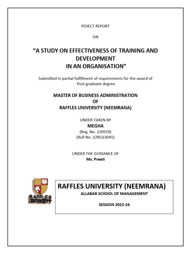 Poject Report Megha | PDF | Human Resources | Employment