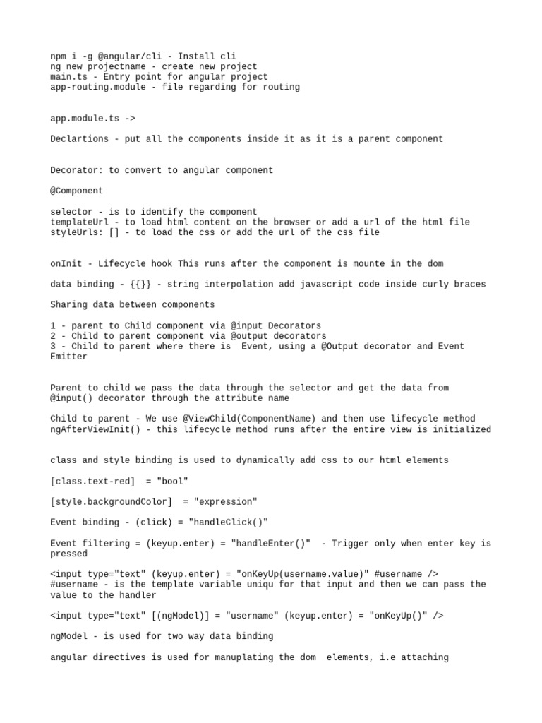 Angular Notes Pdf Document Object Model Html